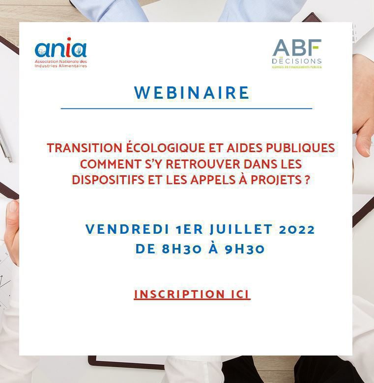 Webinaire ANIA - Transition écologique et Aides publiques - ANIA
