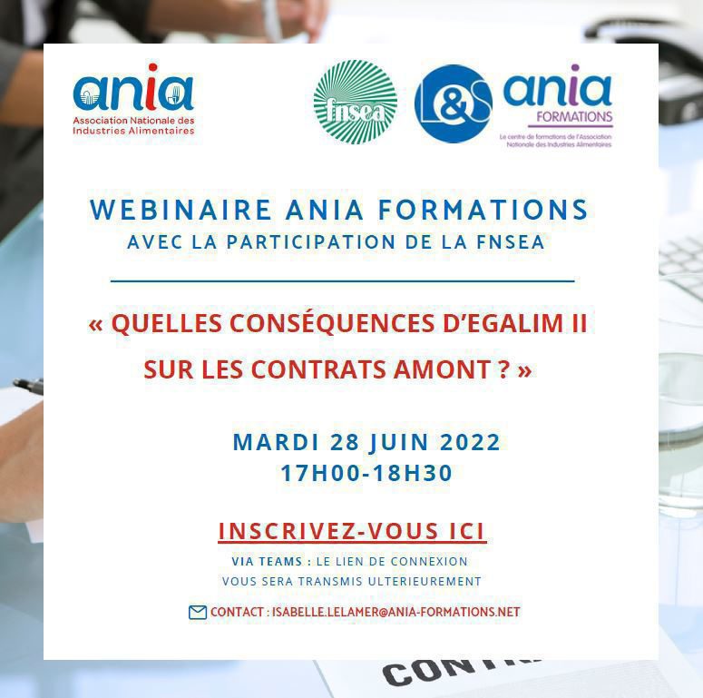 [Webinaire ANIA formations] Quelles conséquences d'EGAlim 2 sur les ...