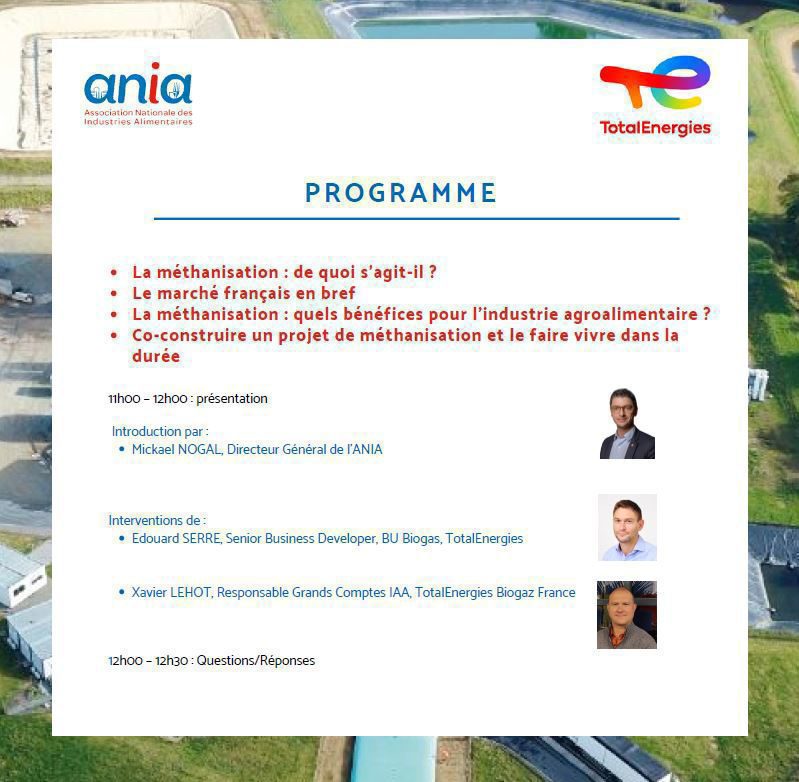 [Webinaire] La méthanisation : une réponse aux enjeux de l’industrie agroalimentaire - ANIA