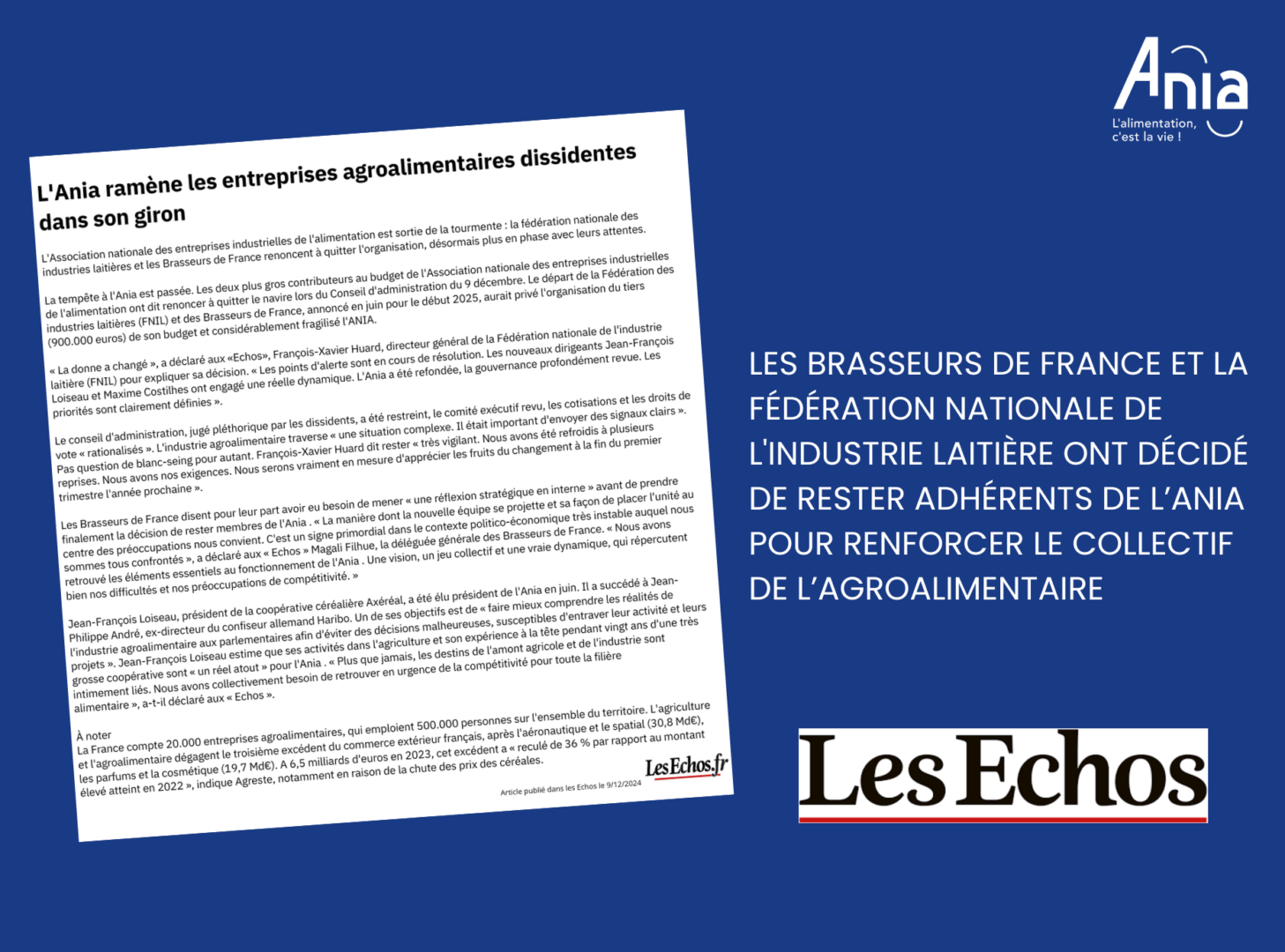 Lu dans la presse : Les Brasseurs de France et la Fédération nationale ...